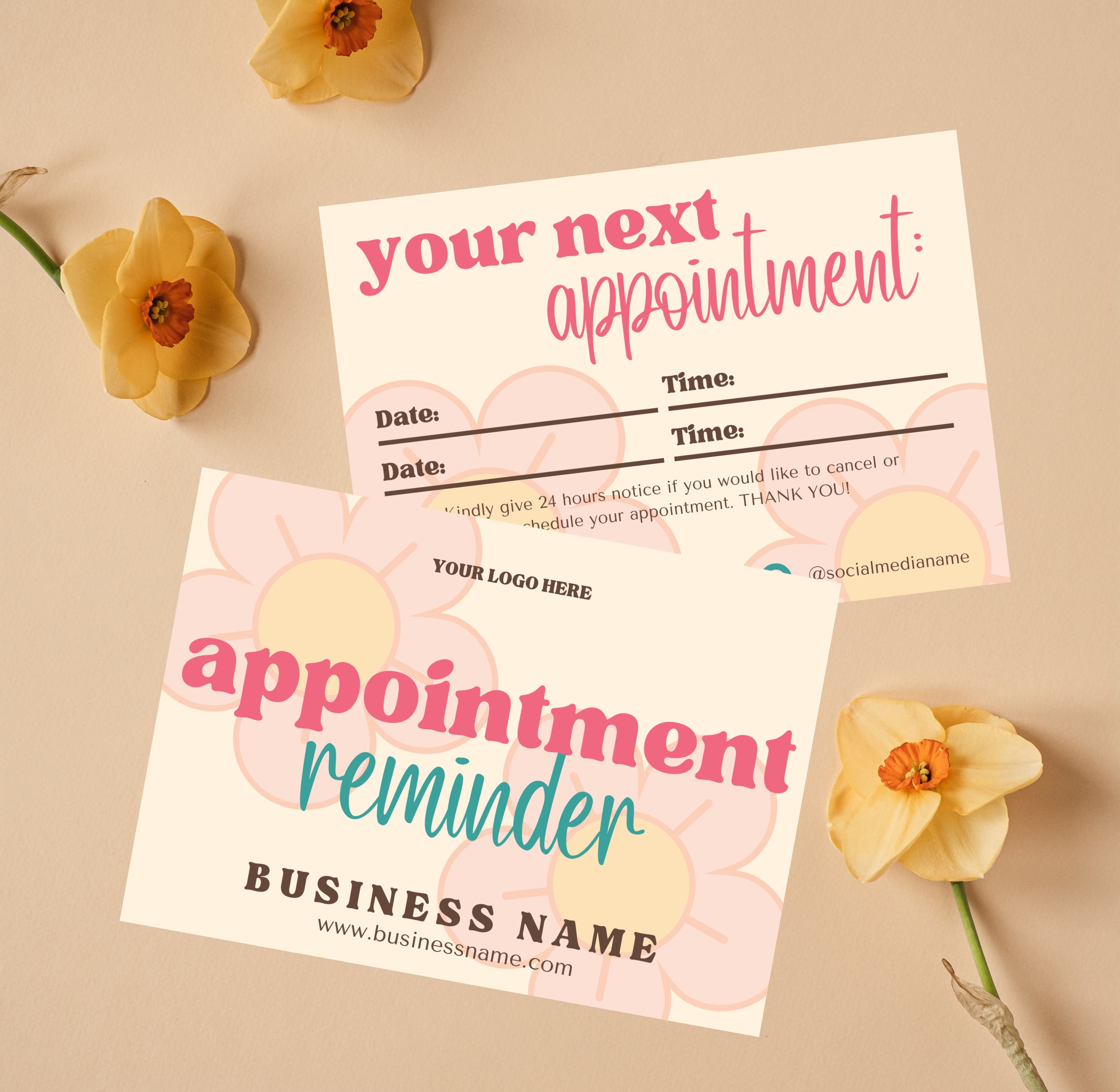 Appointment Card Template, Editable Retro Appointment Reminder Design ...