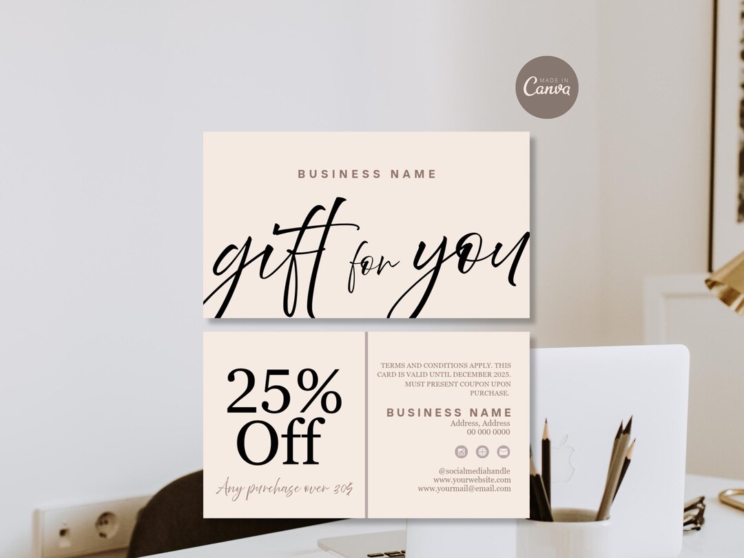 Coupon Card Template, Editable Small Business Promo Card, Canva ...