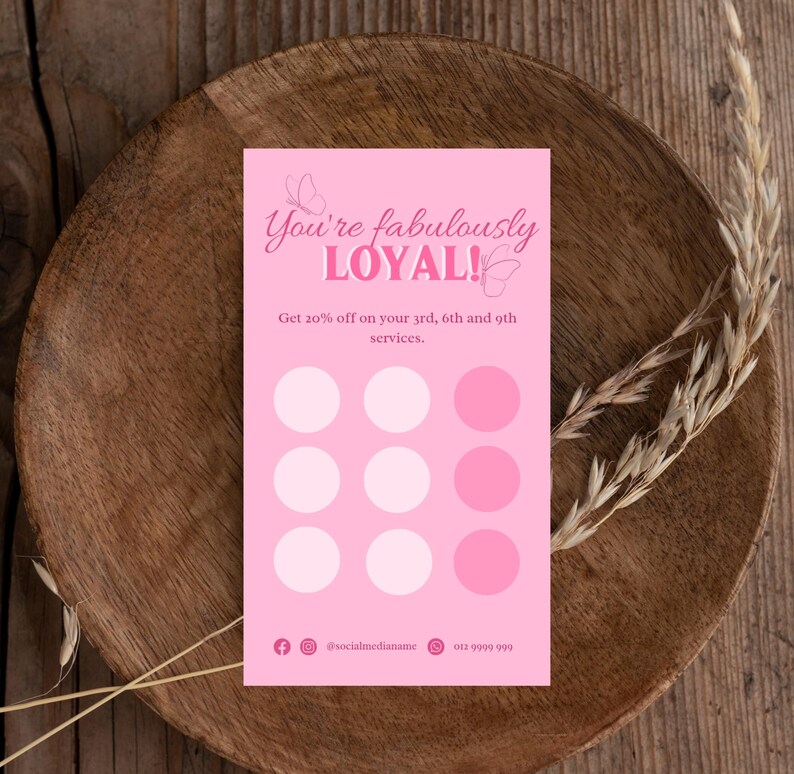 Loyalty Card Template, Printable Customer Rewards Card Design, Editable ...