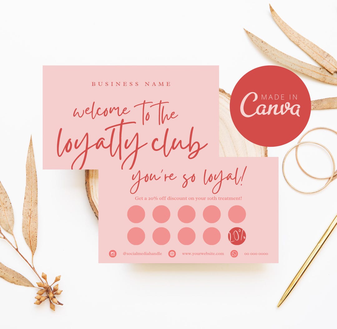 Loyalty Card Template, Editable Customer Rewards Card, Printable ...