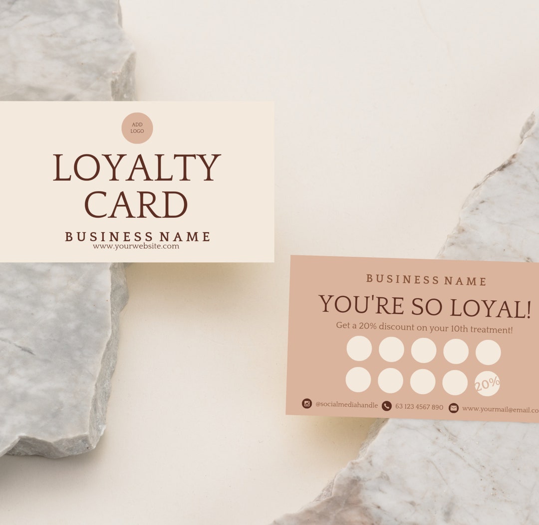 Loyalty Card Template, Printable Customer Rewards Card Design, Editable ...