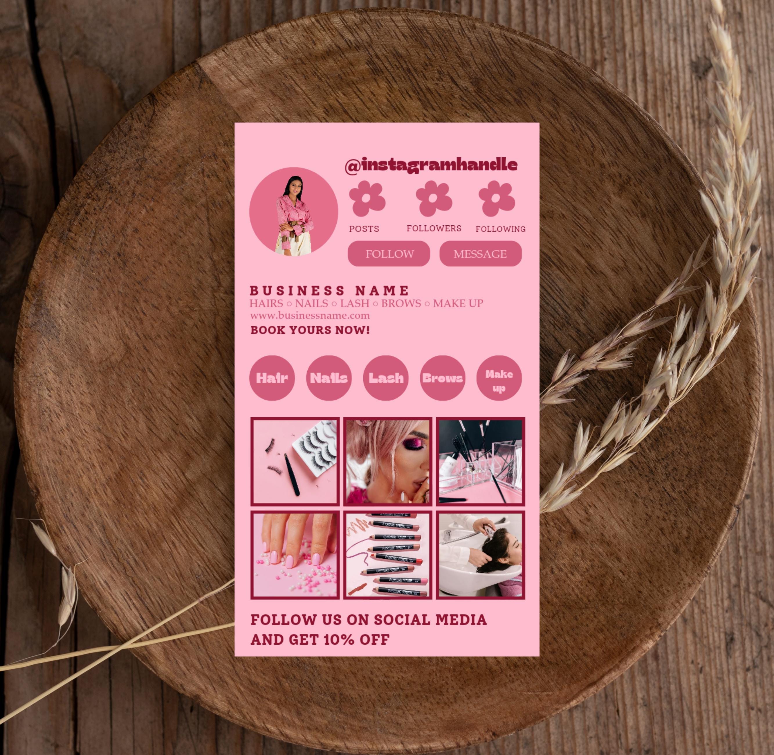 Pink Instagram Business Card Template, Editable Modern QR Code Calling ...