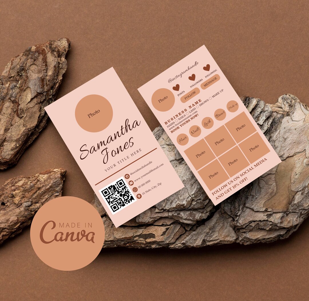 Instagram Business Card Template, Editable Social Media Business Card ...