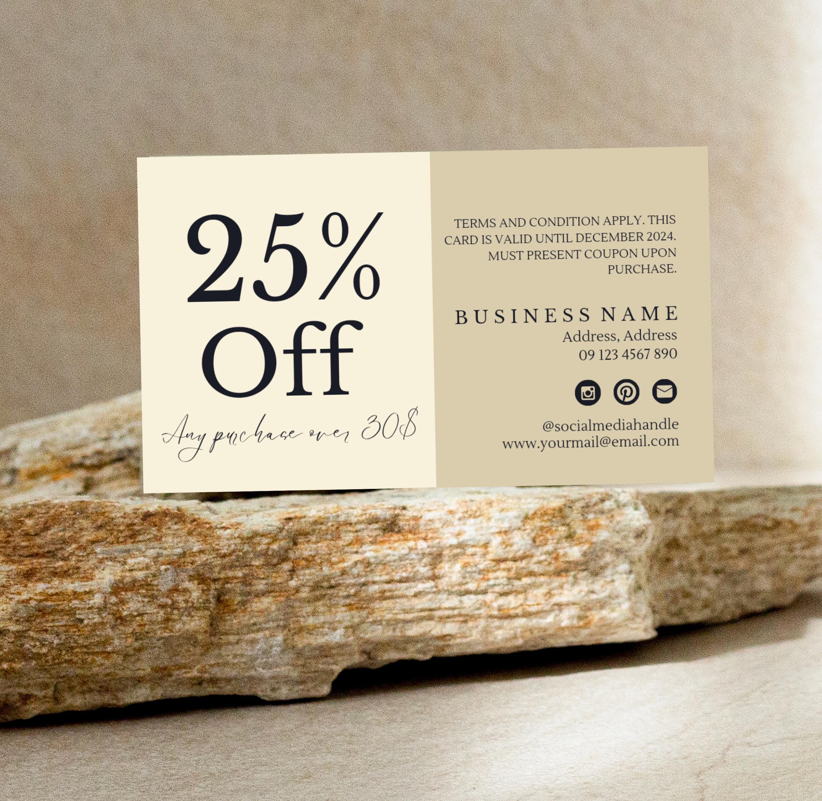 Small Business Coupon Card Template, Editable Gift Voucher Design ...