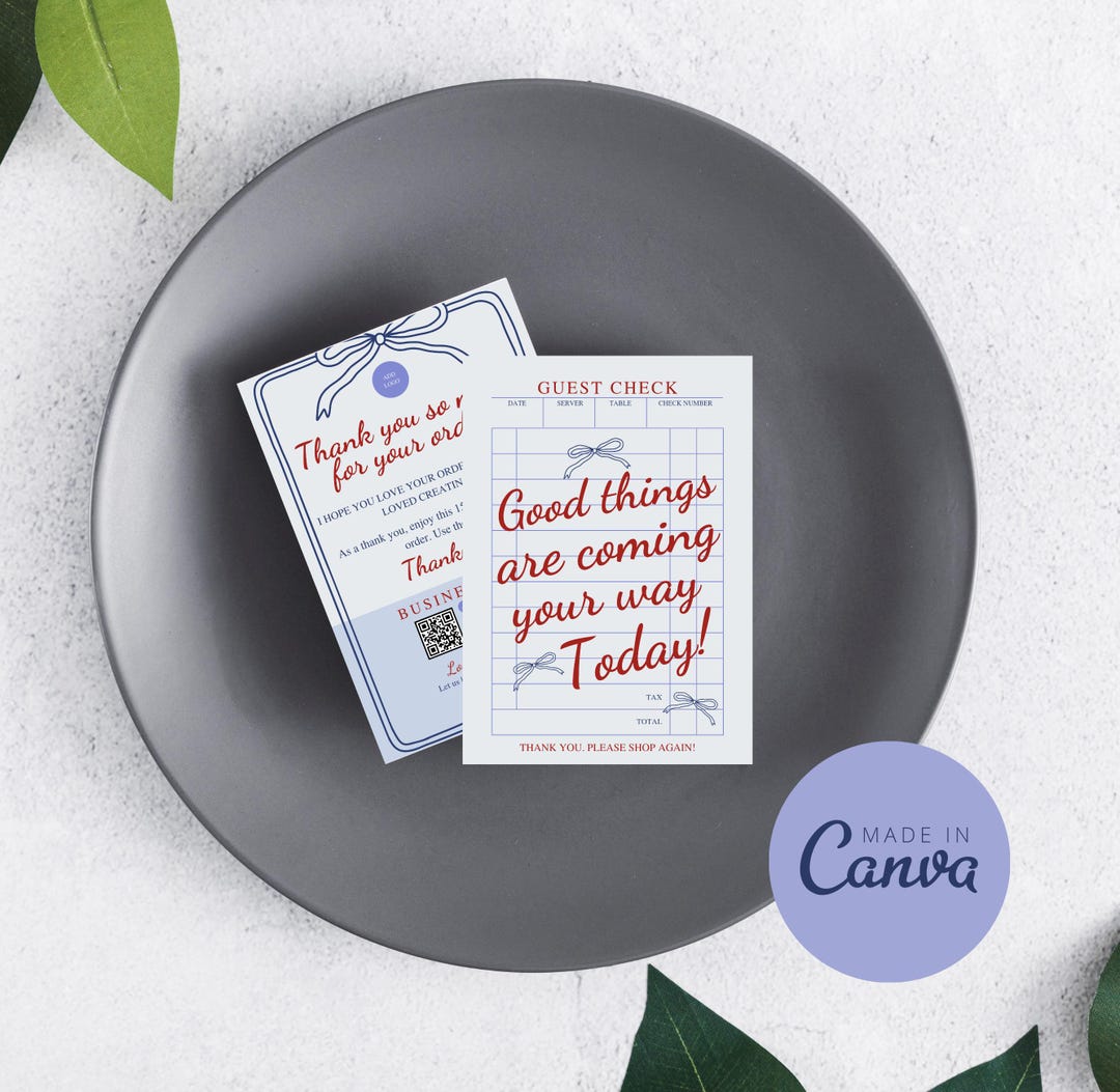 Trendy Business Thank You Card Canva Template, Editable Guest Check ...