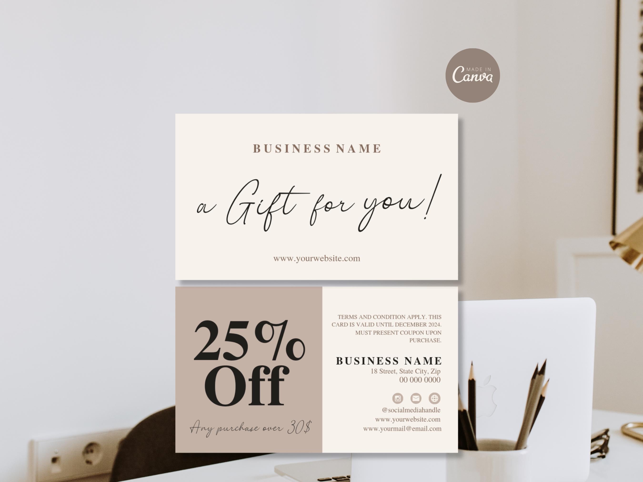 Coupon Card Template, Editable Small Business Promo Card, Canva ...