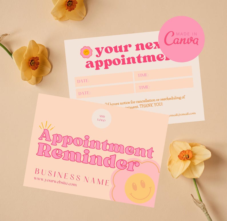 Appointment Card Template, Printable Booking Reminder, Editable Client ...
