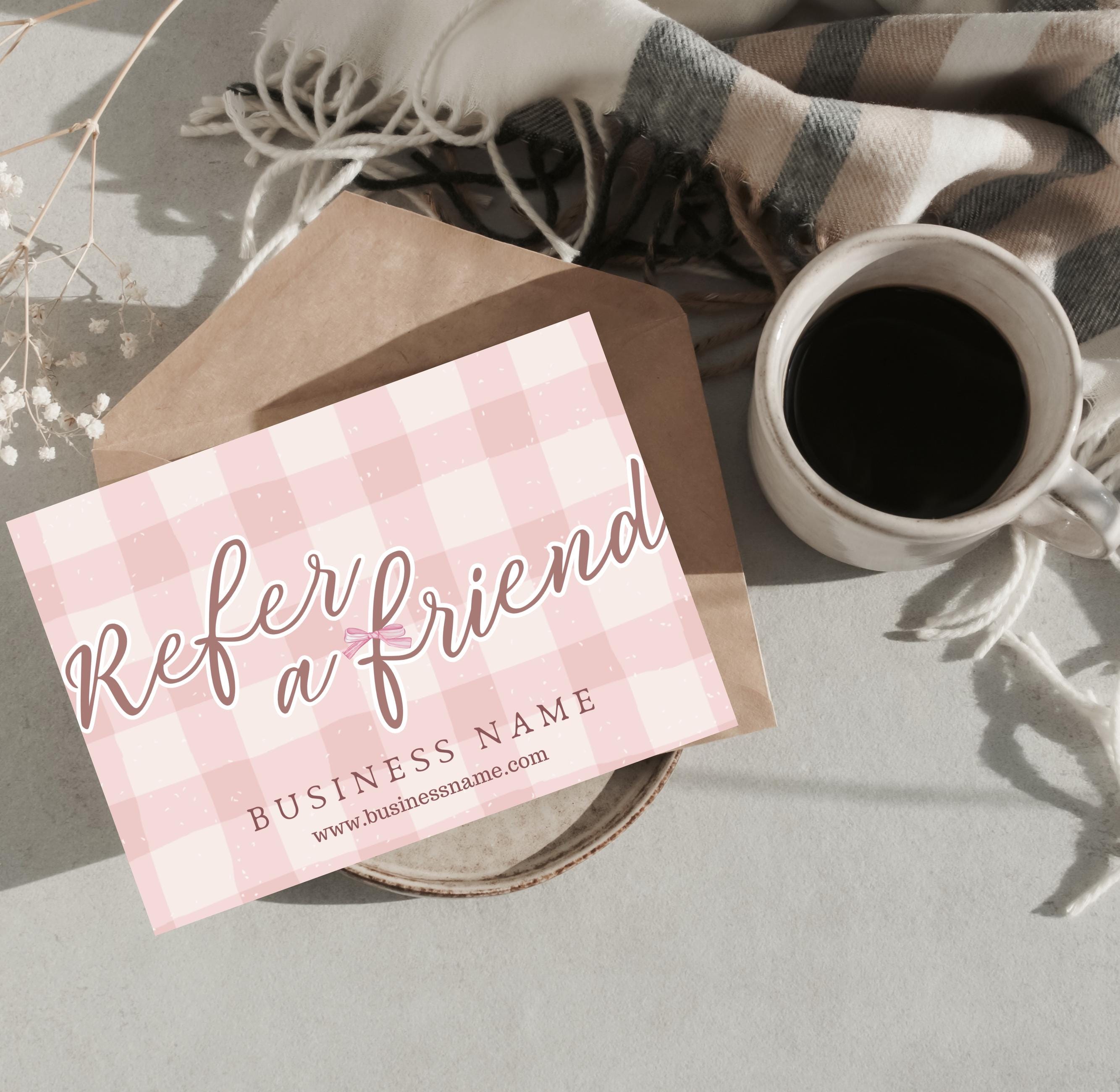 Referral Card Template, Editable Business Refer a Friend Card Design ...