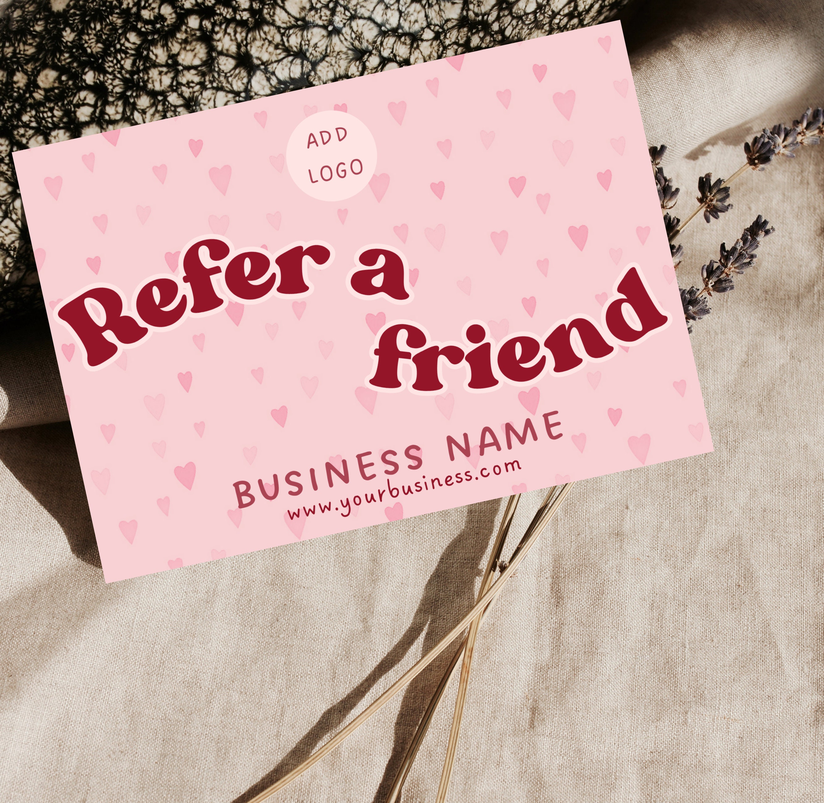 Small Business Refer a Friend Card Template, Editable Referral Card ...