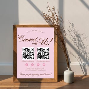 Connect With Us Sign Template QR Code, Editable Social Media Display ...