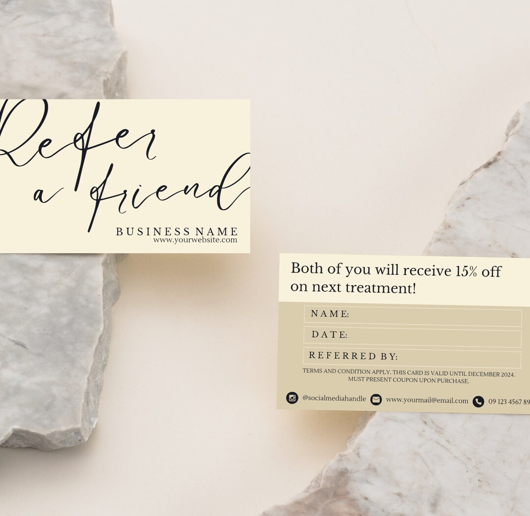 Referral Card Template, Editable Business Refer a Friend Card Design ...