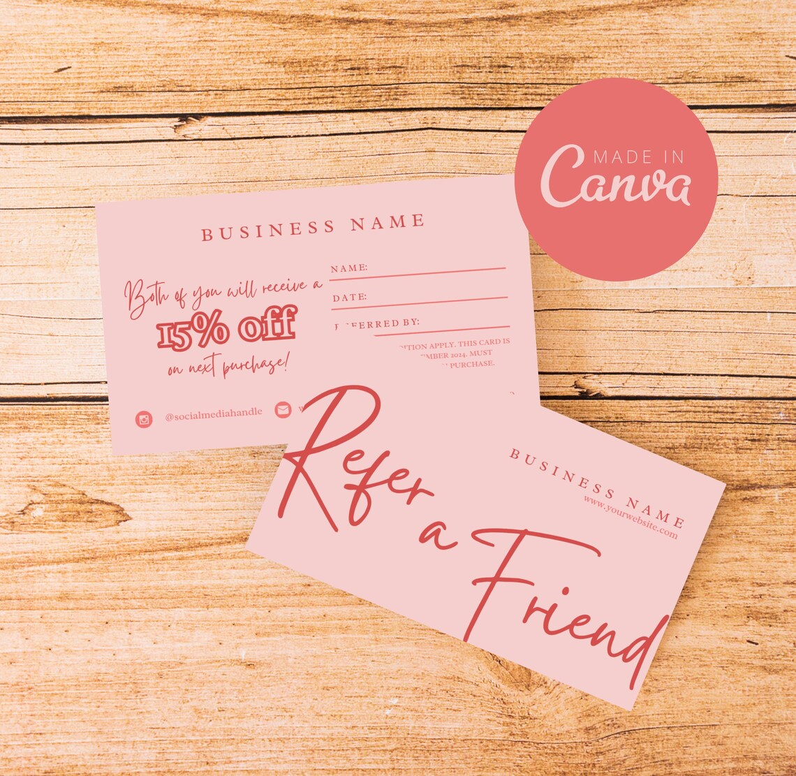 Referral Card Template, Editable Business Refer a Friend Card Design ...