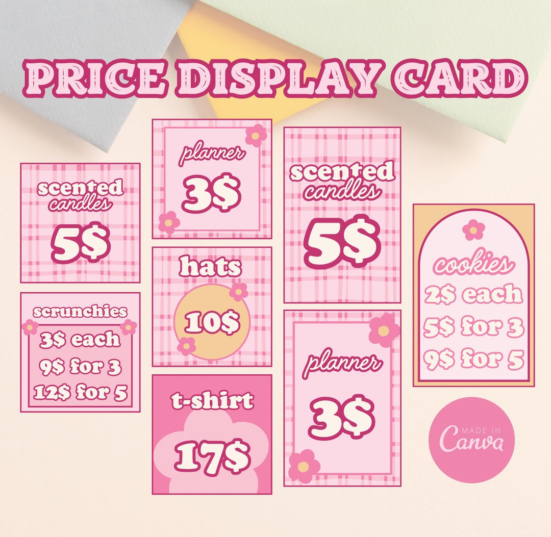 Cute Price Display Card Template, Editable Vendor Table Top Sign Canva ...