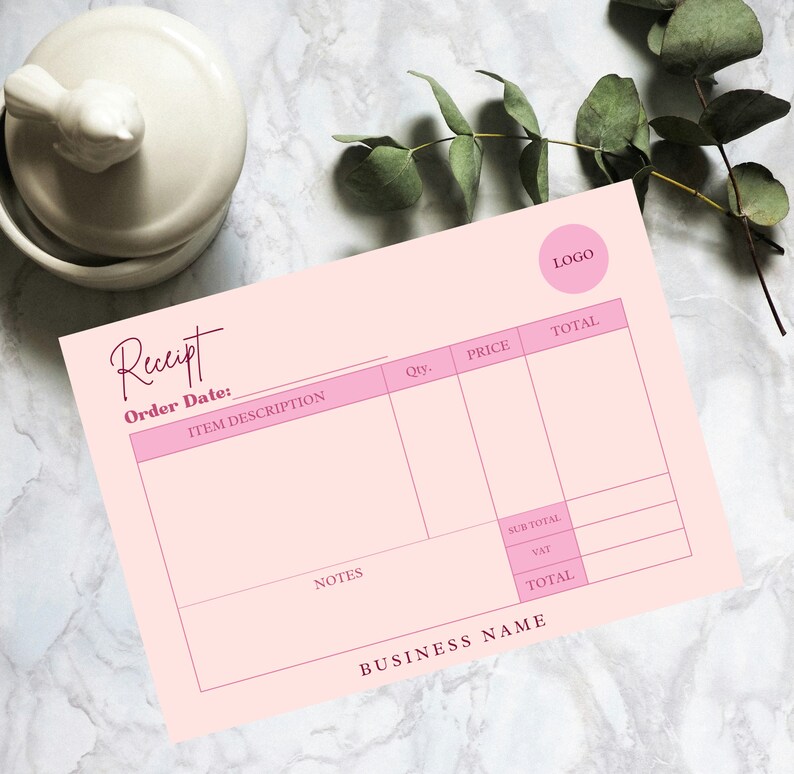 Thank You Card Template, Editable Receipt Form Design, Printable Small ...