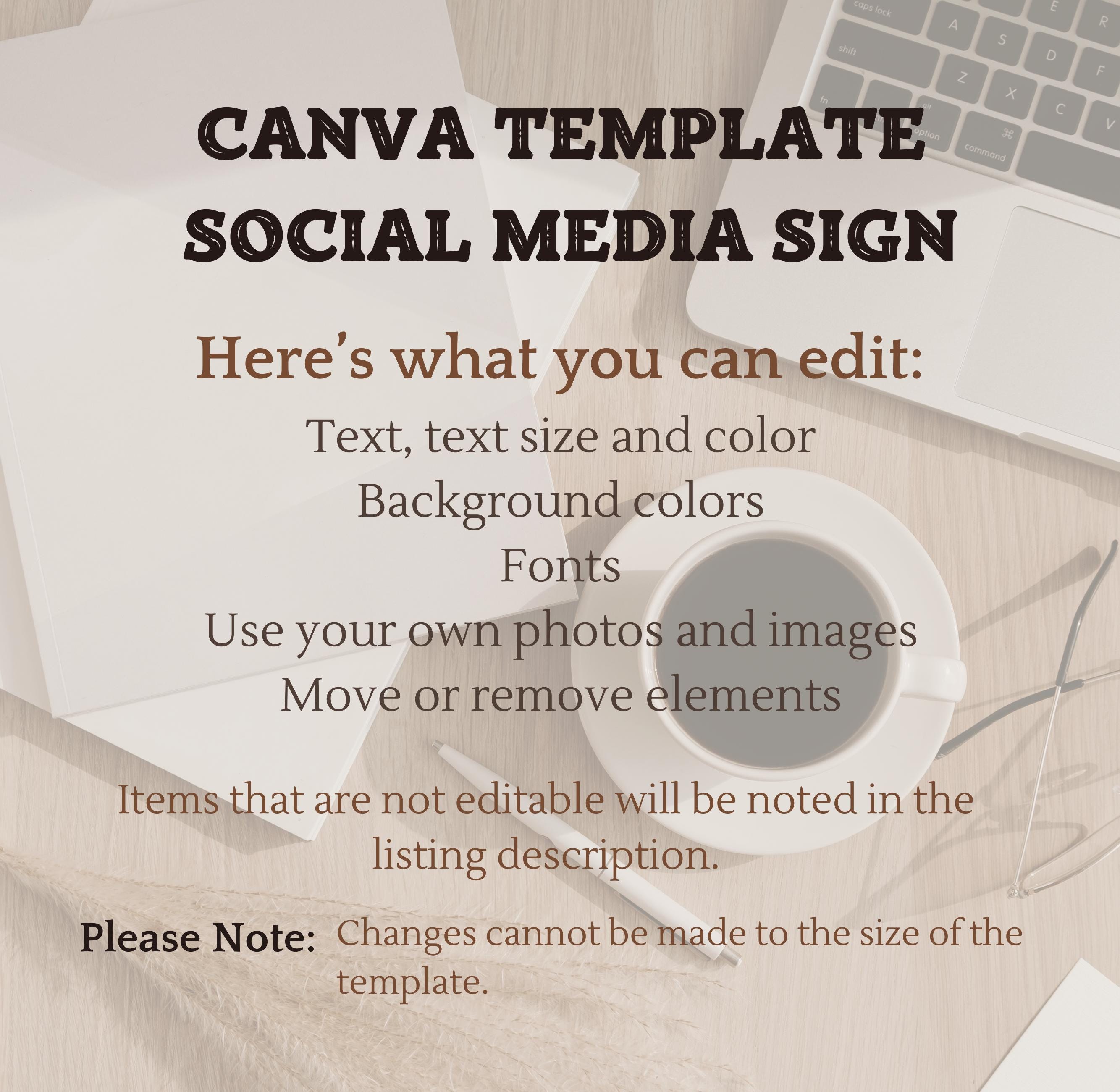 Social Media Sign Template Canva QR Code, Editable Connect With Us Sign ...