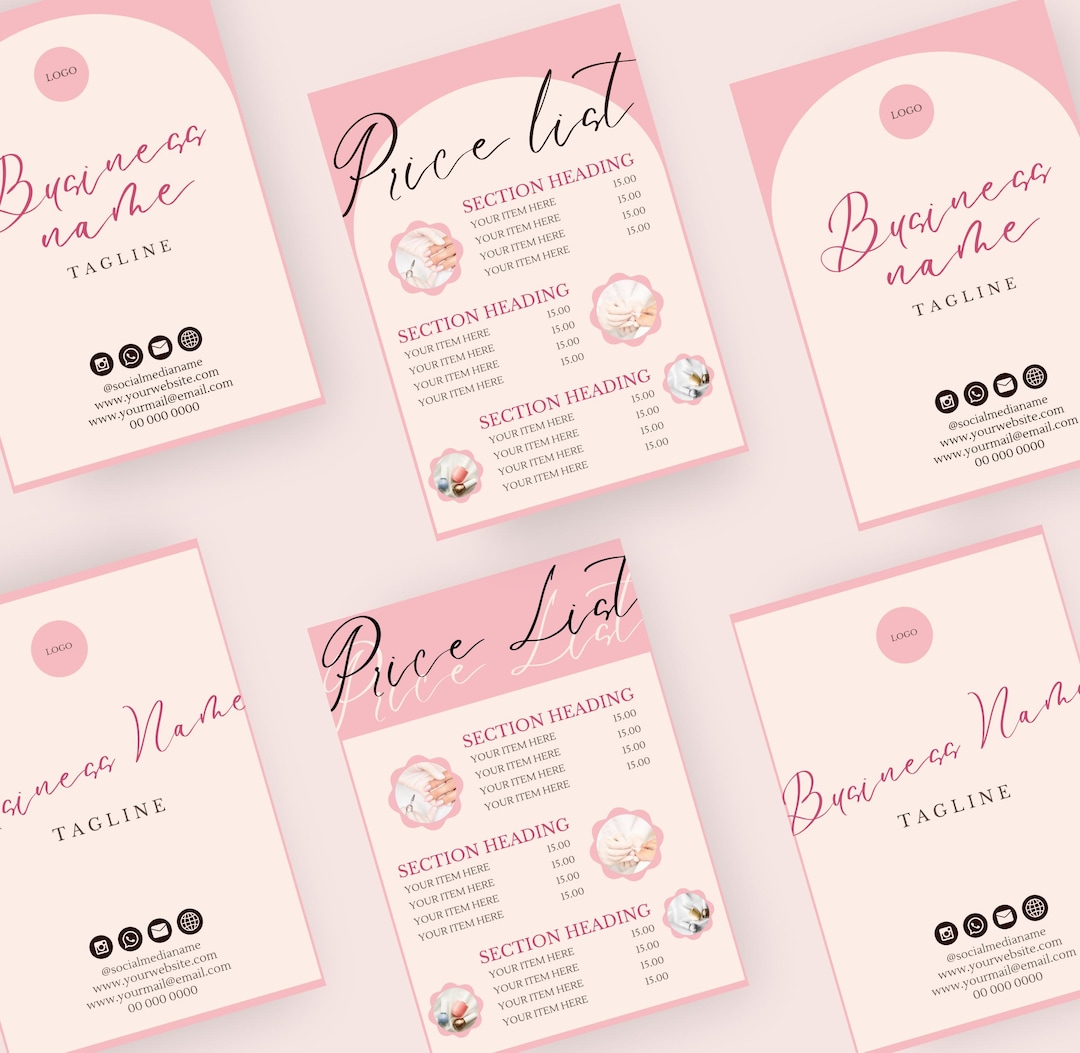 Price List Template, Printable Modern Business Pricing Guide, Editable ...