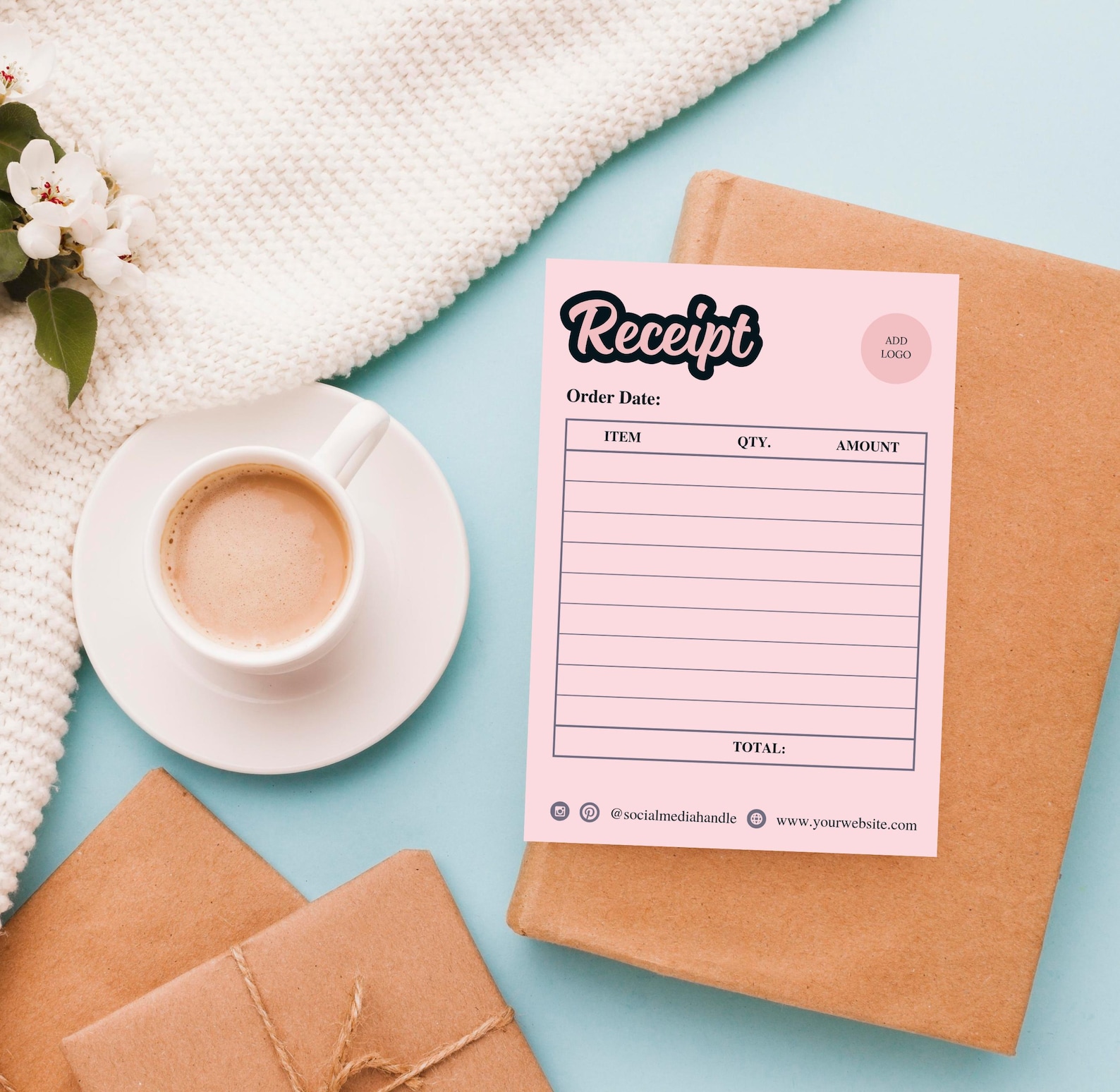 Business Receipt Template, Editable Thank You Card Receipt Form Canva ...