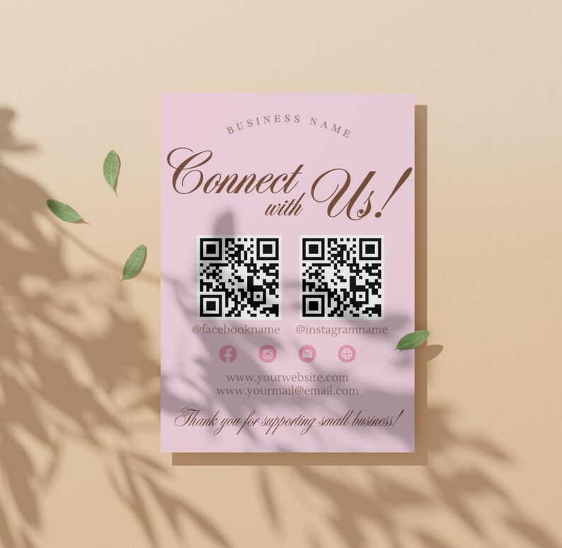 Connect With Us Sign Template QR Code, Editable Social Media Display ...