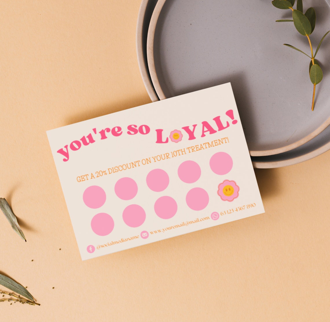 Editable Loyalty Card Template, Printable Customer Punch Card, Modern ...