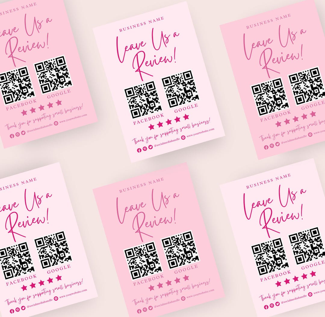 Leave Us A Review QR Code Sign Template, Editable Business Review Sign ...