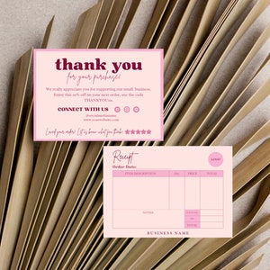 Thank You Card Template, Editable Receipt Form Design, Printable Small ...