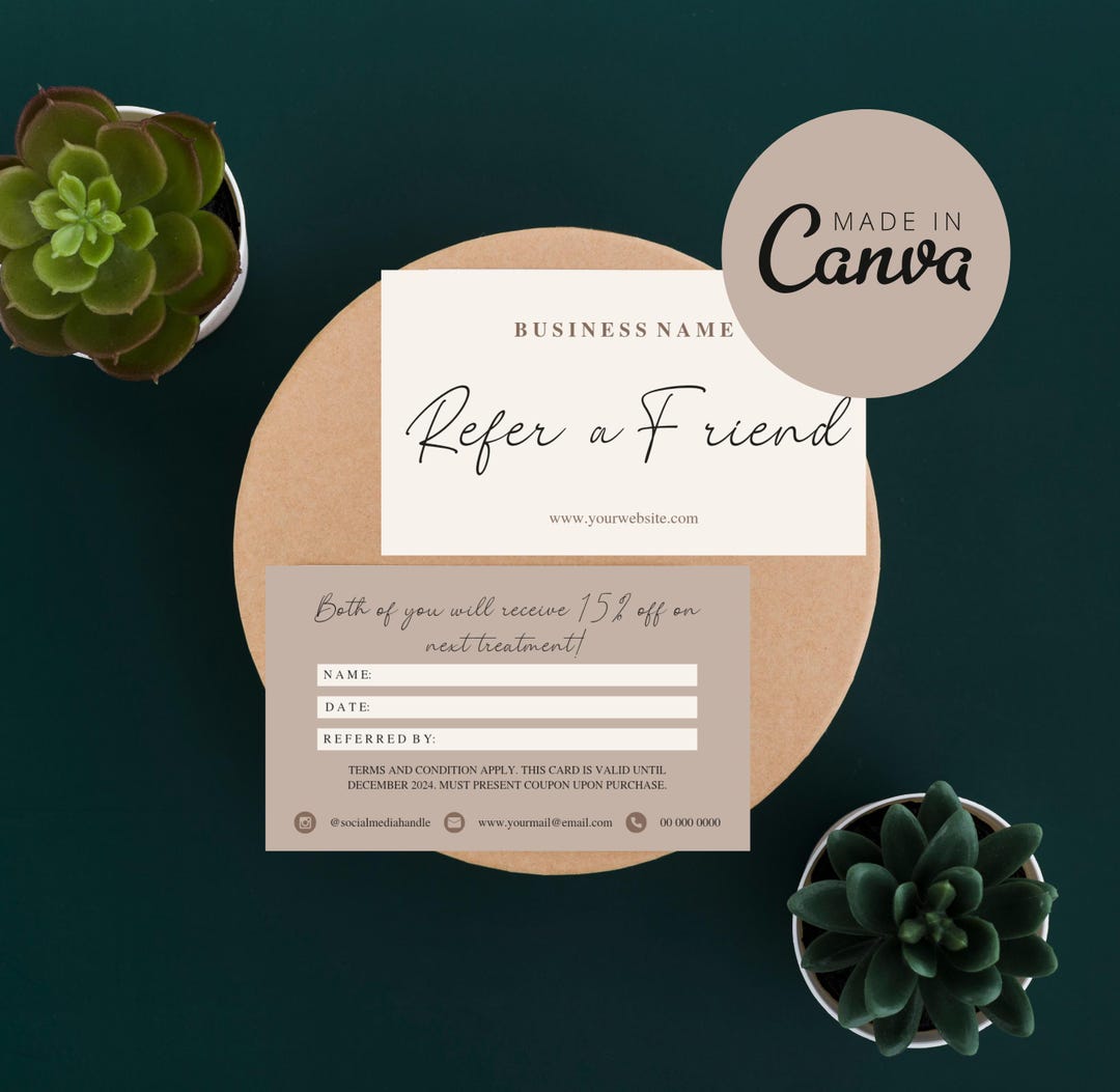 Referral Card Template, Editable Business Refer a Friend Card, Canva ...