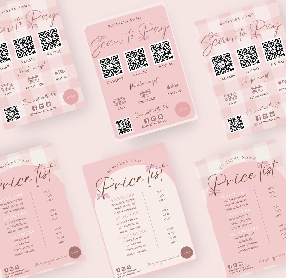 Scan to Pay Template, Editable Price List QR Code Sign, Printable ...
