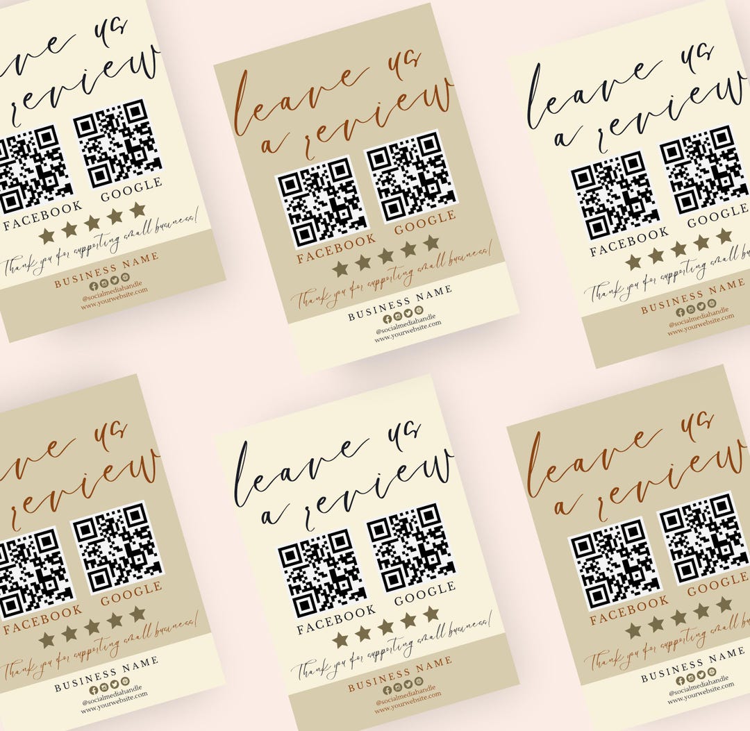 Leave Us A Review QR Code Sign Template, Editable Business Review Sign ...