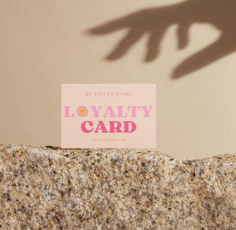 Retro Loyalty Card Template, Editable Stamp Rewards Card, Printable ...