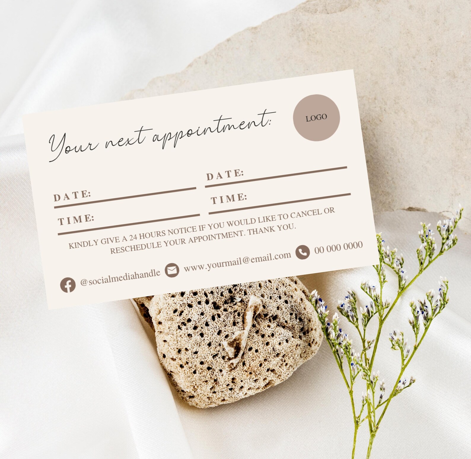 Appointment Card Template, Editable Booking Reminder Canva Template ...
