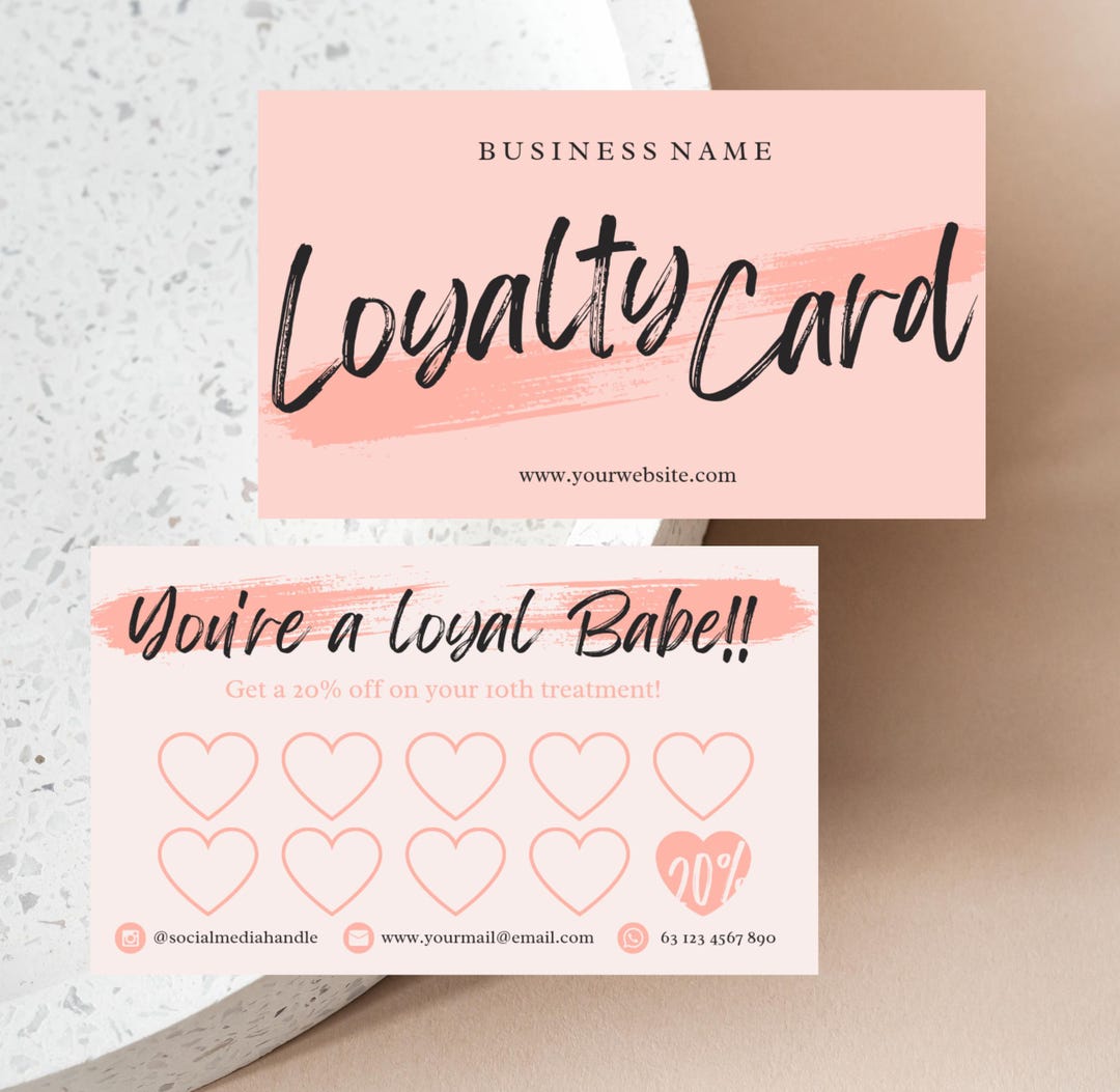 Editable Loyalty Card Template, Printable Beauty Business Stamp Reward ...
