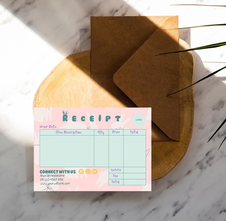 Editable Thank You Card Template, Printable Small Business Receipt Form ...