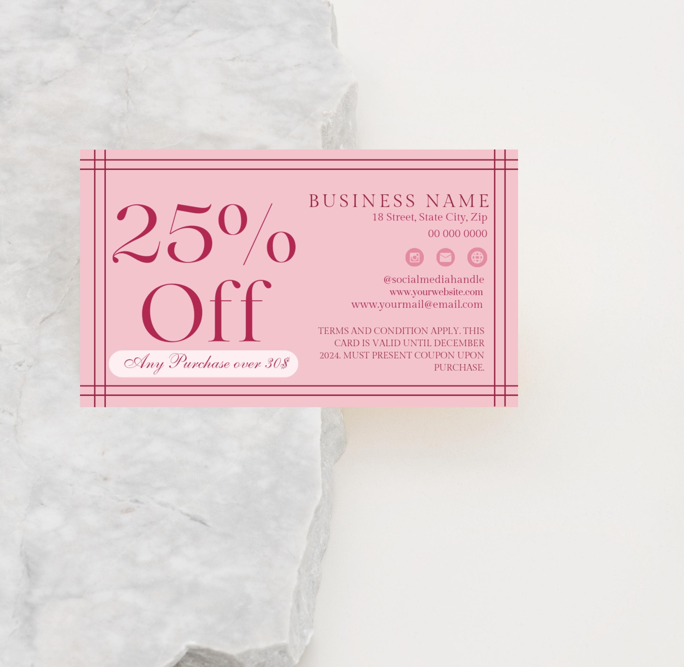 Editable Coupon Card Template: Small Business Promotion (canva, PDF ...