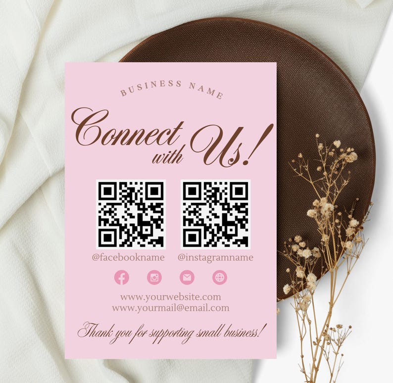 Connect With Us Sign Template QR Code, Editable Social Media Display ...