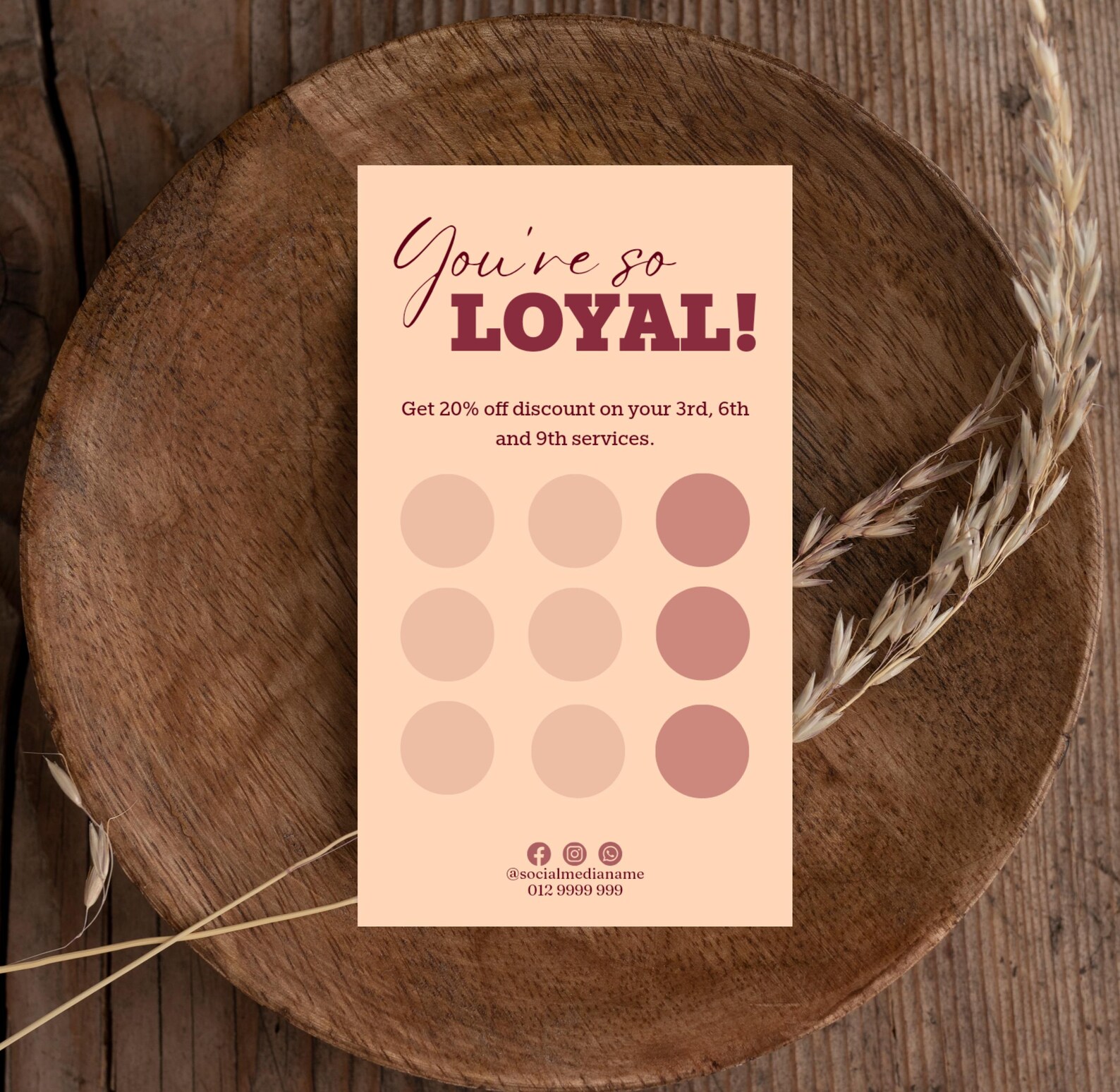 Loyalty Card Template, Editable Customer Rewards Card Design, Printable ...