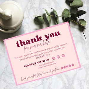 Thank You Card Template, Editable Receipt Form Design, Printable Small ...