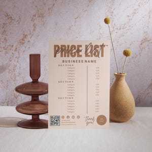 Price List Canva Template, Small Business Pricing Guide Editable, 5x7 ...