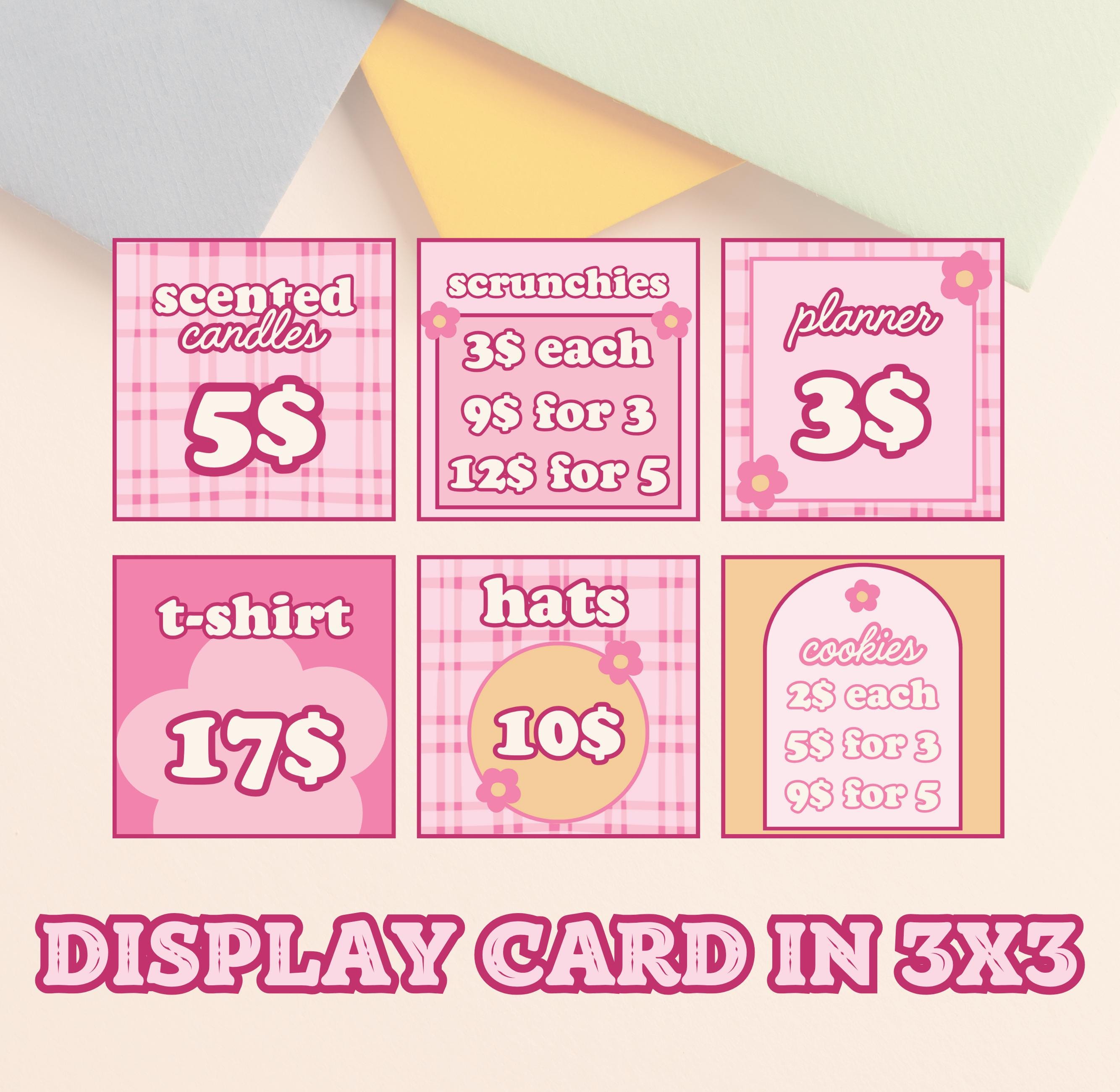 Cute Price Display Card Template, Editable Vendor Table Top Sign Canva ...