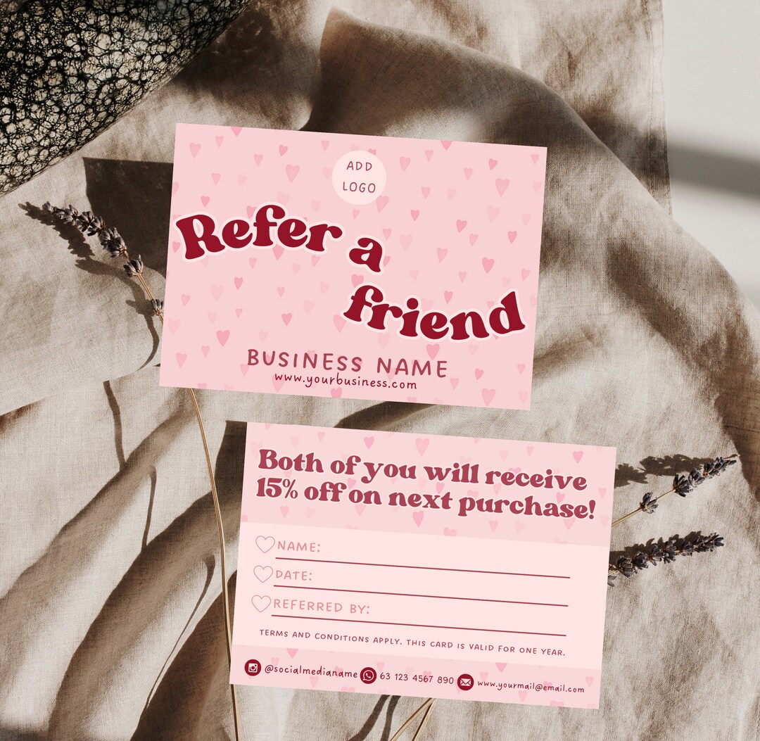 Referral Card Template, Editable Refer a Friend Card, Printable Client ...
