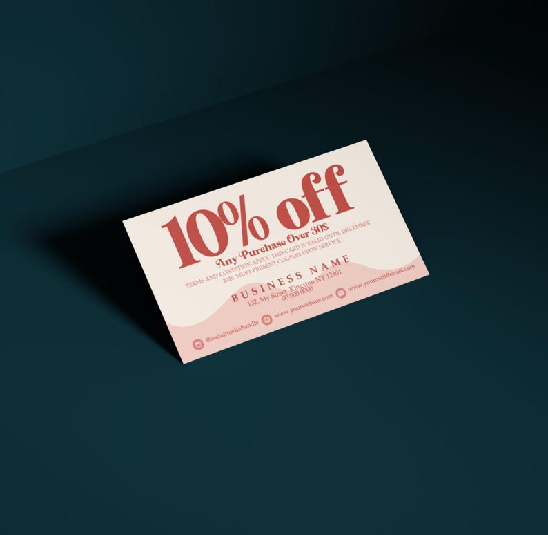 Coupon Card Template, Editable Boho Discount Gift Voucher Design ...