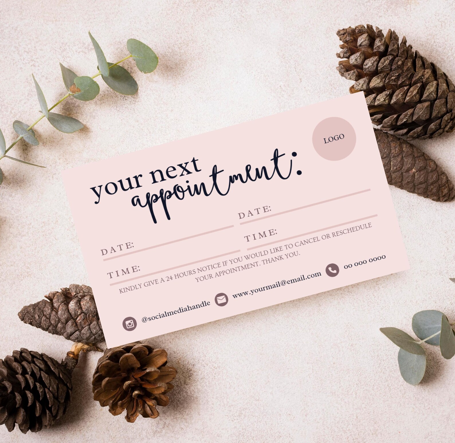 Appointment Card Template, Editable Booking Reminder Canva Template ...
