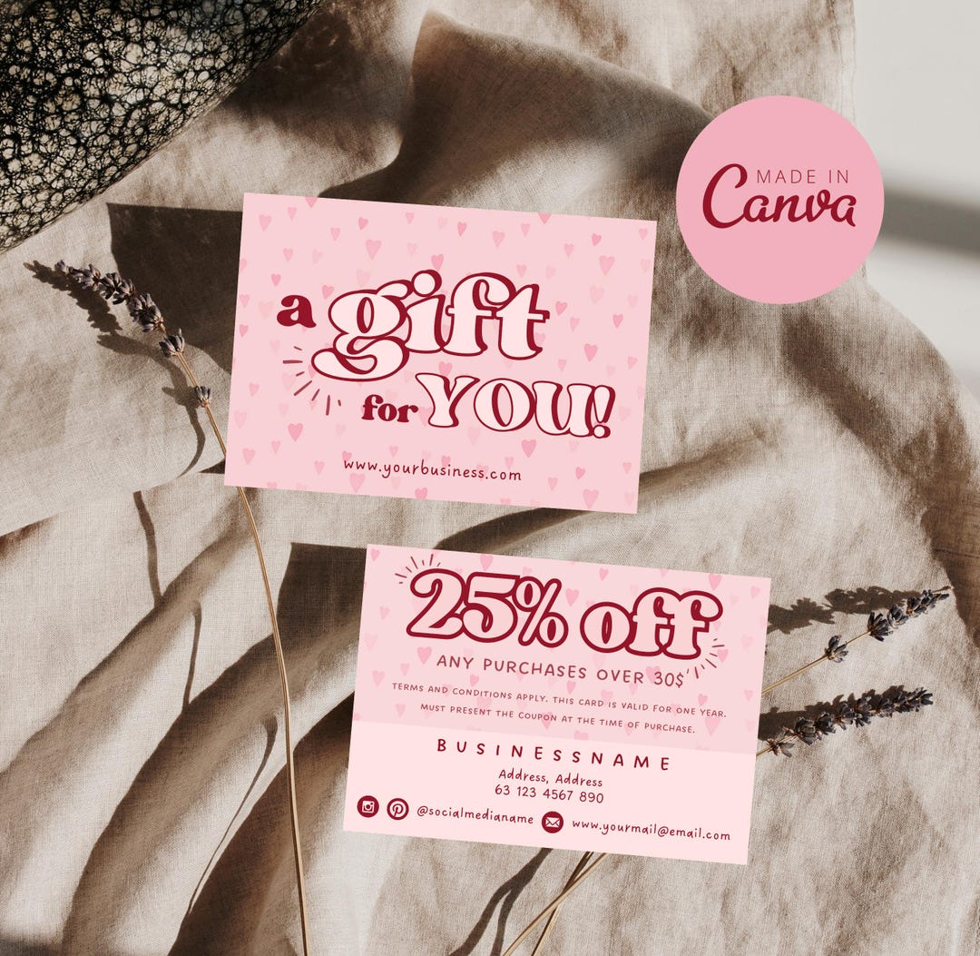 Small Business Coupon Card Template, Editable Discount Gift Card ...