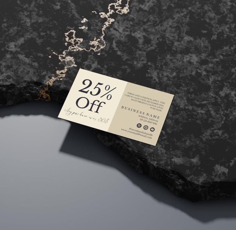 Small Business Coupon Card Template, Editable Gift Voucher Design ...