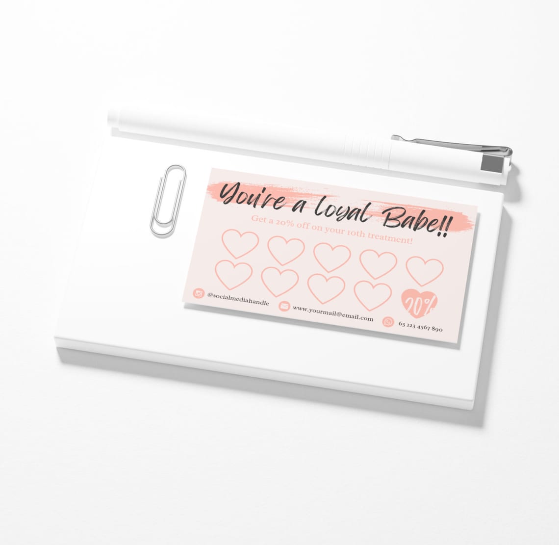Loyalty Card Template, Printable Customer Rewards Card Design, Editable ...