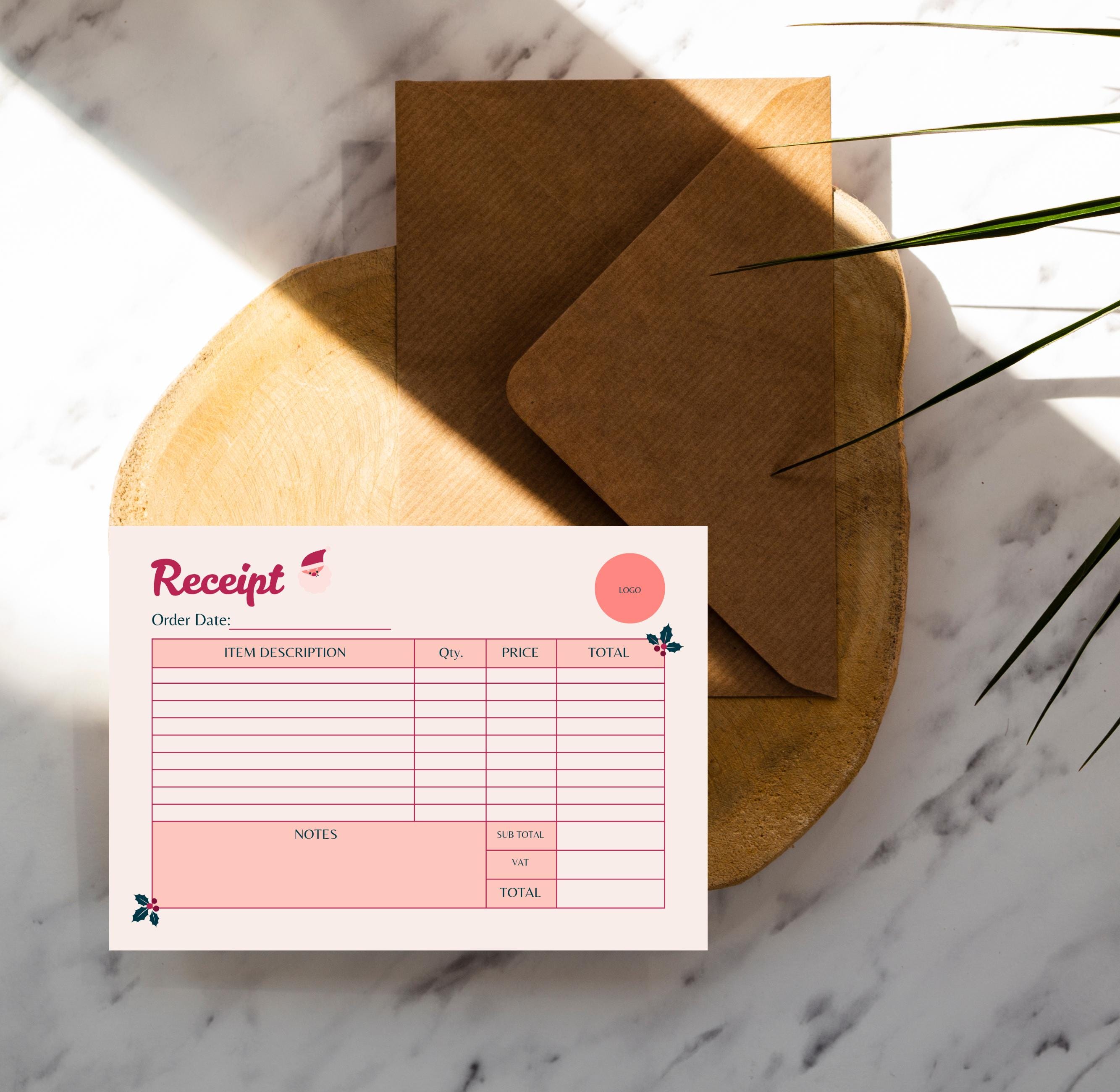 Christmas Thank You Card Template, Editable Small Business Receipt Form ...