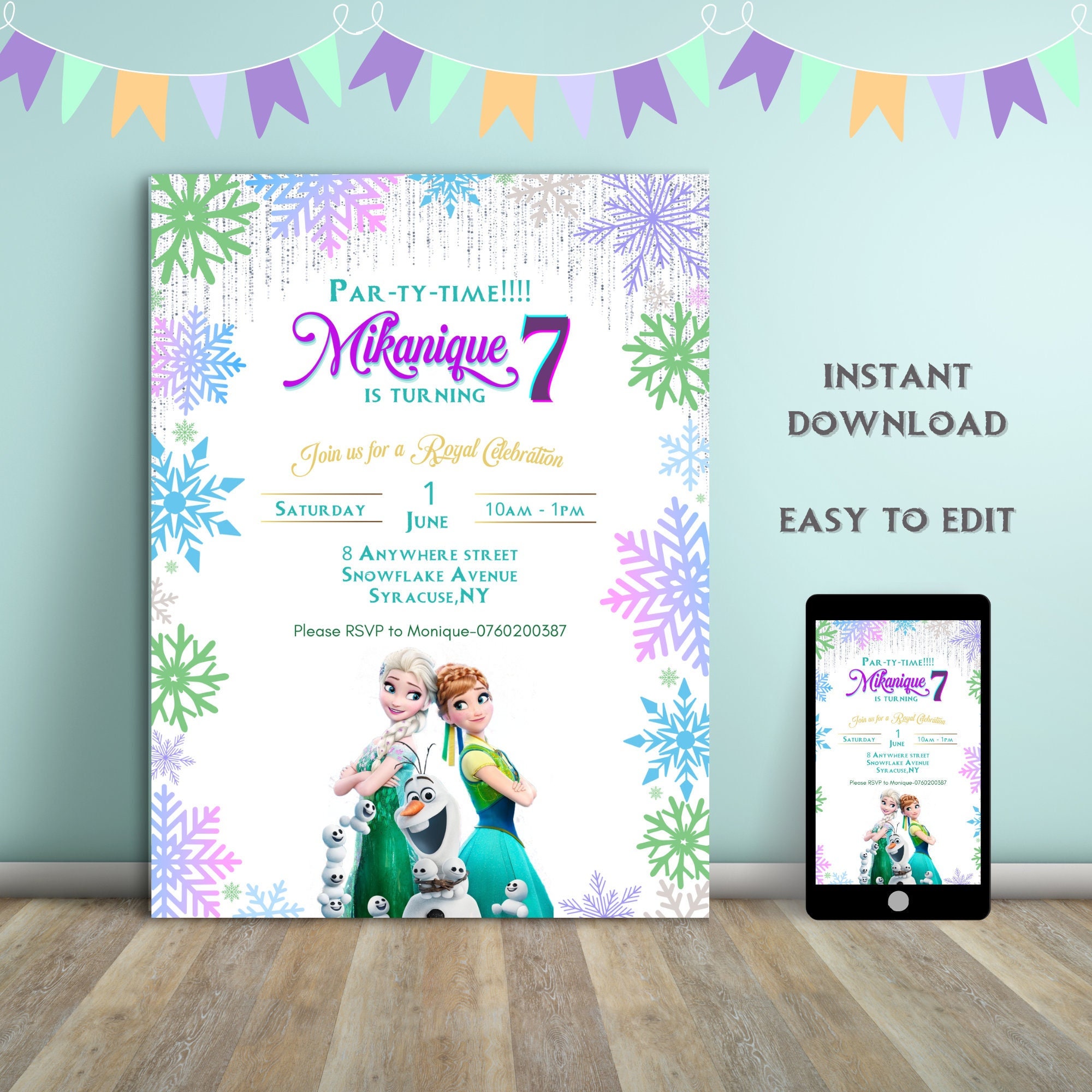 Digital Frozen Birthday Invitation-frozen Party-instant Template ...