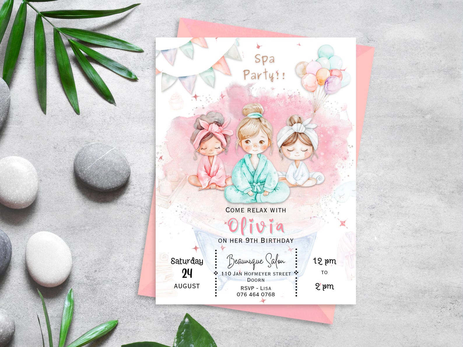 Editable Spa Party Birthday Invitation-digital Pamper Party Invite ...