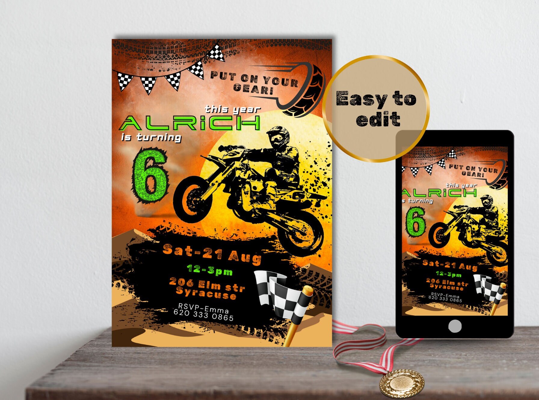 Digital Dirt Bike Birthday Invitation-dirt Bike Party-motorbike Invite ...