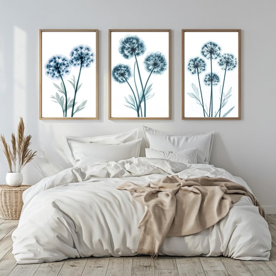 Printable Allium Dandelion Art, Set of 3 X-ray Botanical Prints ...