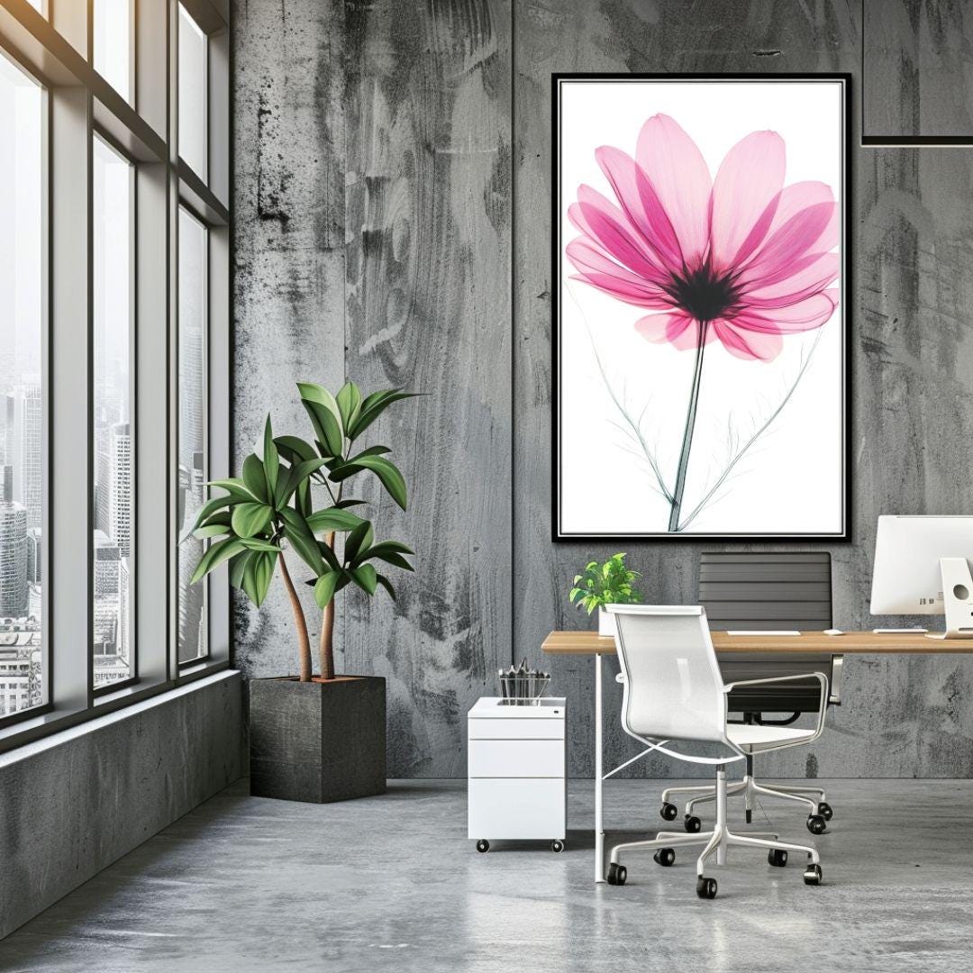 Delicate Daisy X-ray, Printable Flower Art, Light Pink Floral, Instant ...